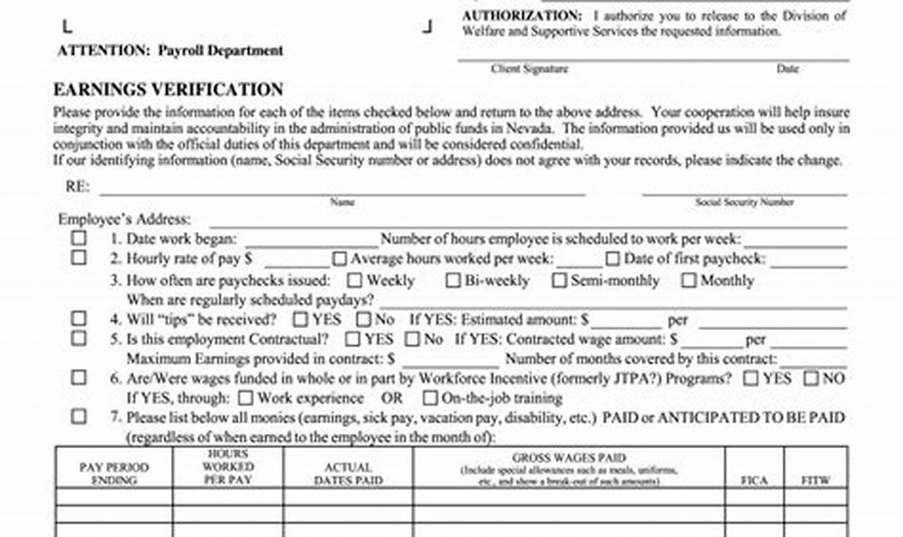 Food Stamp Wage Form
