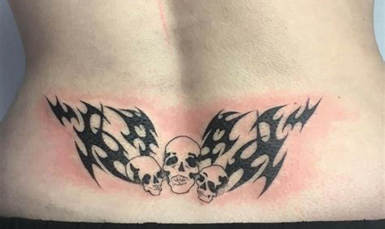 Edgy Skull Tramp Stamp Tattoo Designs & Ideas