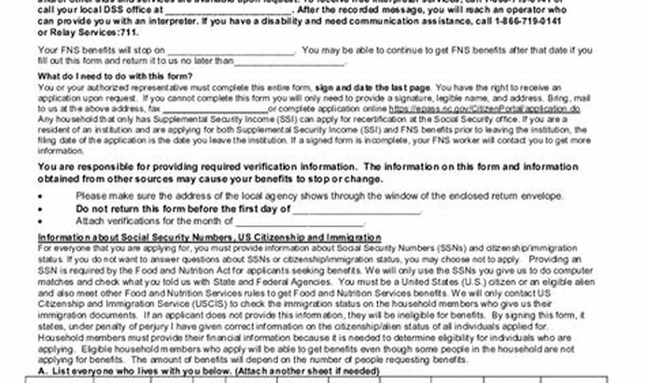 Nc Food Stamp Recertification Form