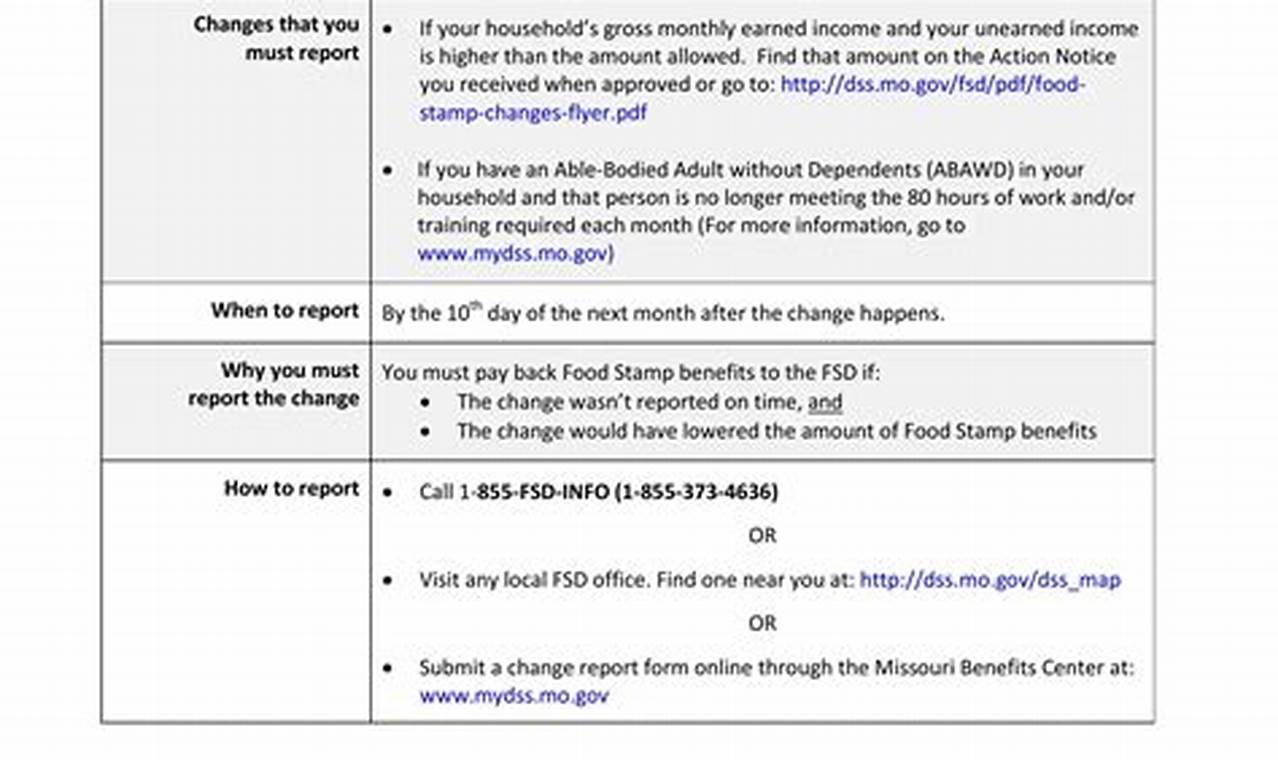 Food Stamp Simplified Reporting