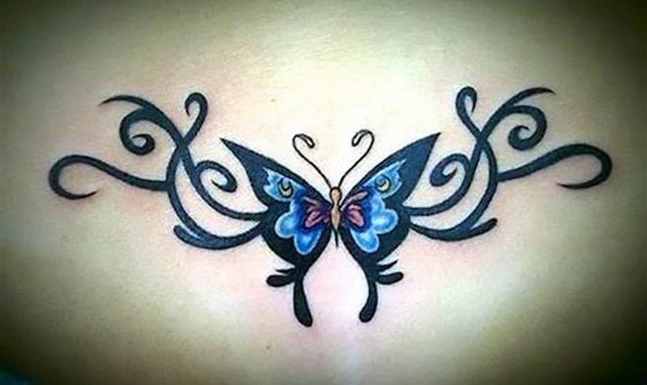 Tribal Butterfly Lower Back Tattoo Designs