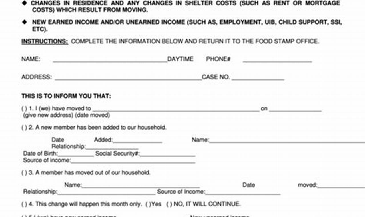 SNAP Change Report Form: A Complete Guide